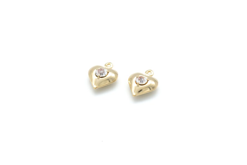 Minimal cubic heart charm Q8-R4 1 piece 14x10mm including | Etsy