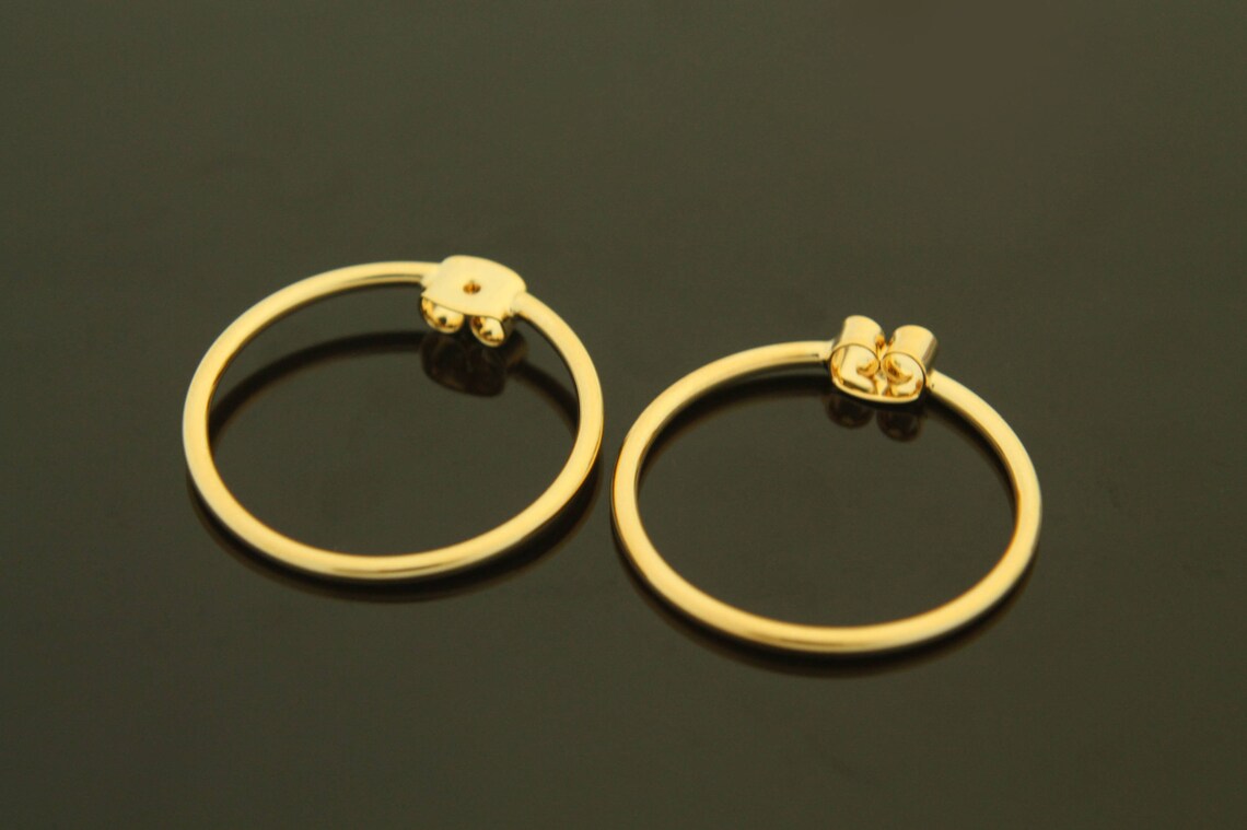 Circle Earring Backs T15-R1 Nickel Free 2 Pcs 25mm 16K | Etsy