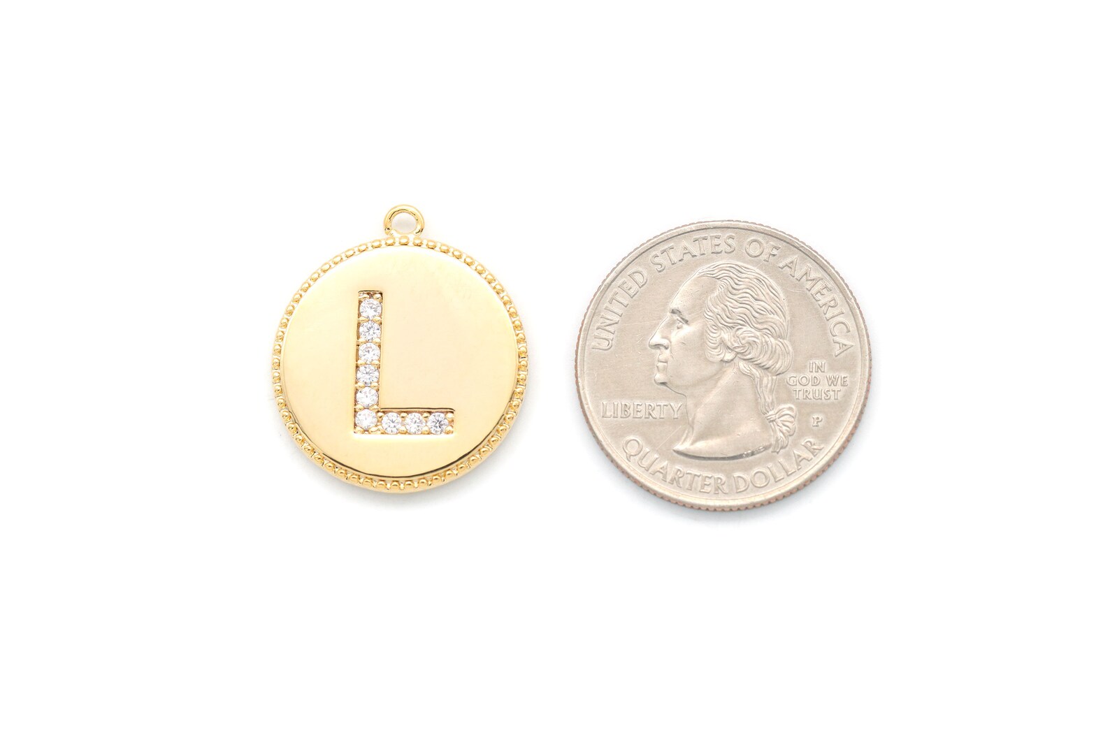 Coin Pendant Cubic Letter (large), Alphabet L, AL-G16, 1 Piece, 21x2mm ...
