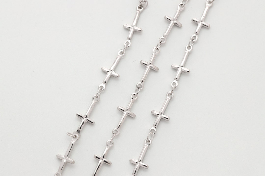 Chain ABS1050, CJ10-04, 1m, Cross Design Chain, Original Rhodium Plated ...