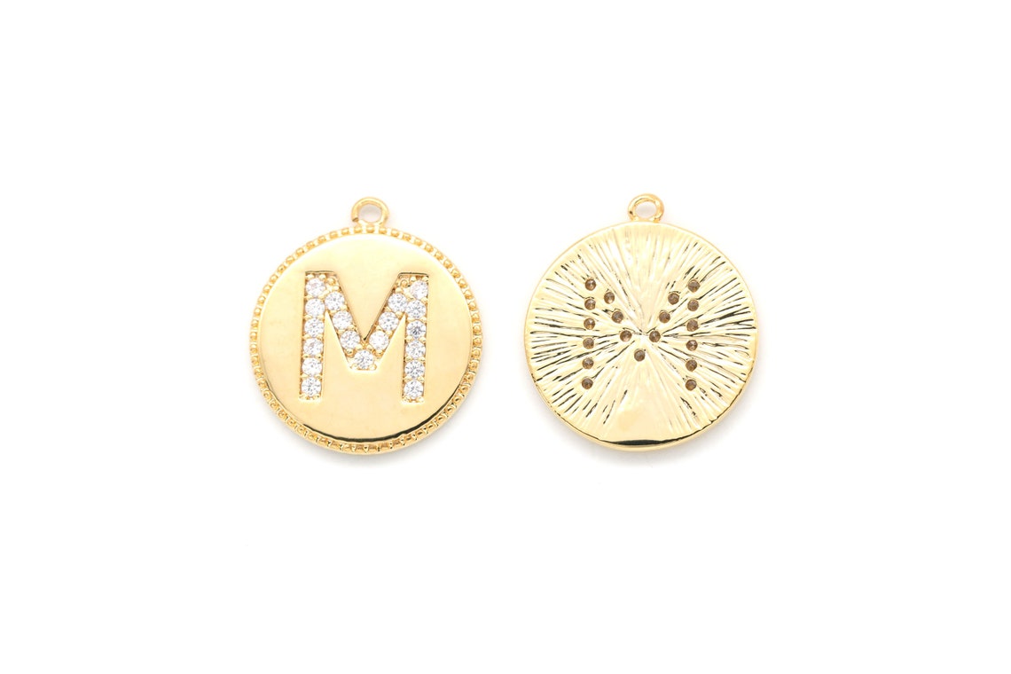 Coin Pendant Cubic Letter large Alphabet M AM-G16 1 - Etsy