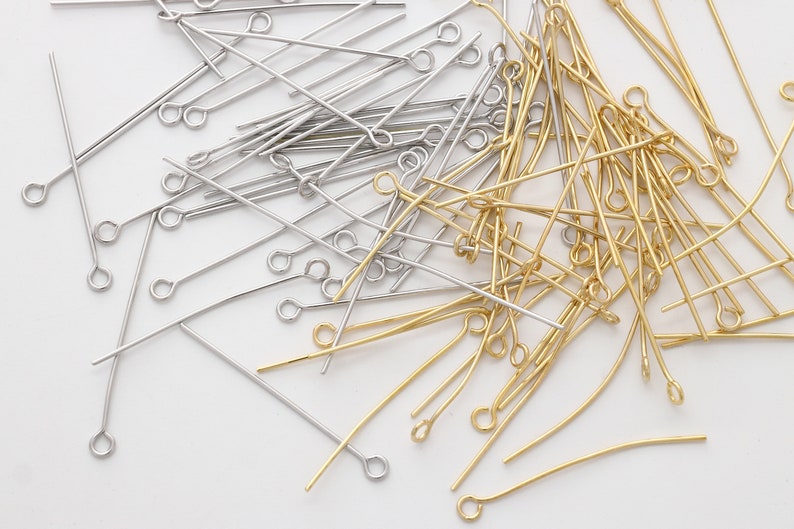 Eye Pin SOFT WIRE 0.7x30mm 16K Gold Plated Brass Nickel | Etsy