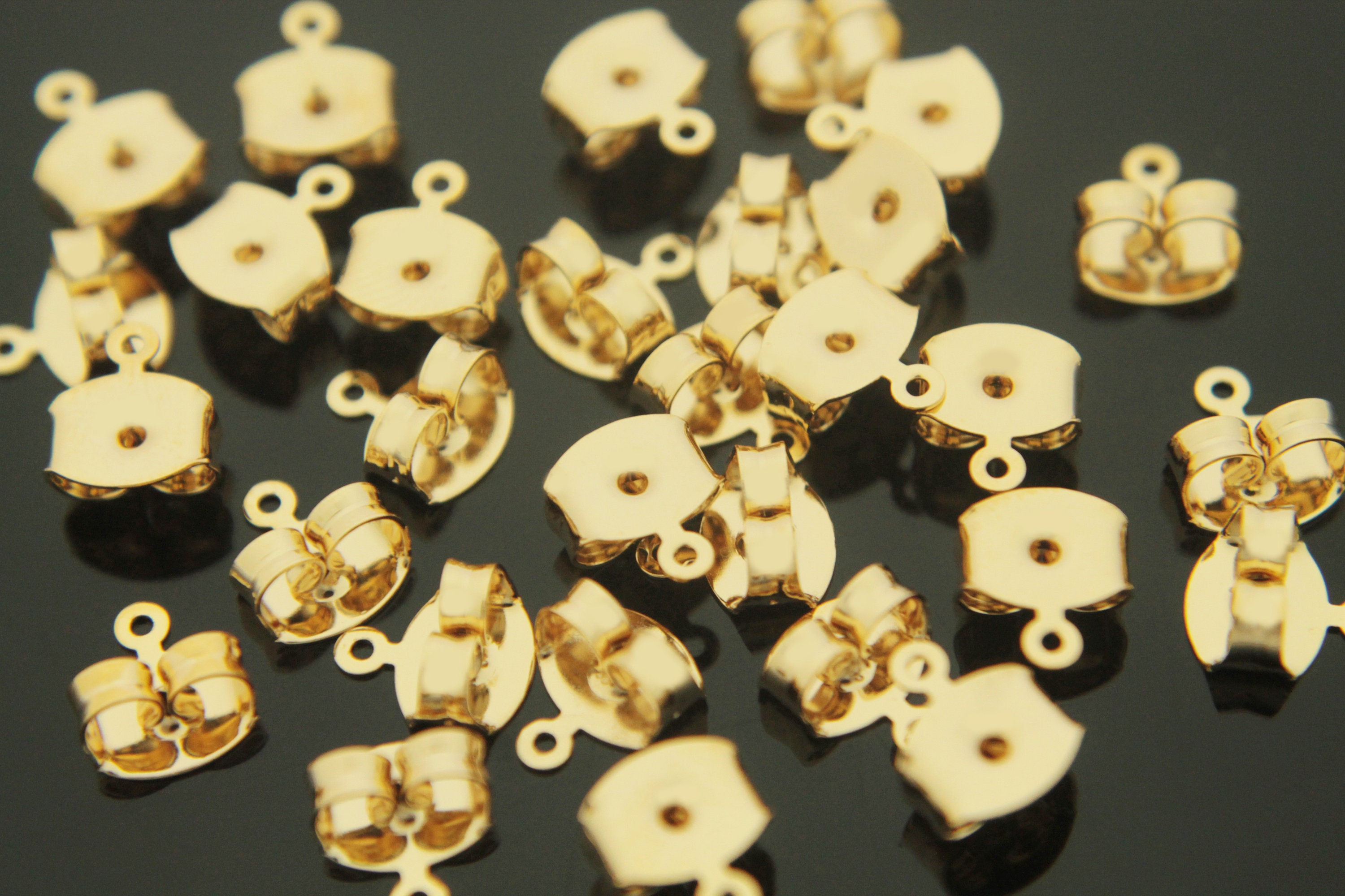 Earring Back Stopper W/ Link horizontal Nickel Free 16K - Etsy