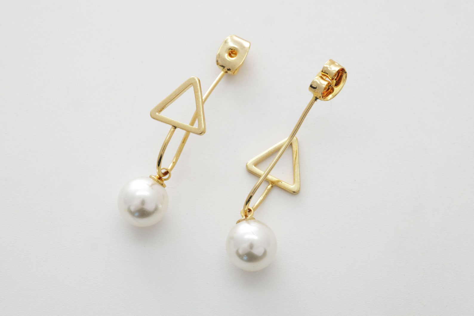 Triangle & Pearl Back Stopper S69-P3 2 Pcs Nickel Free - Etsy