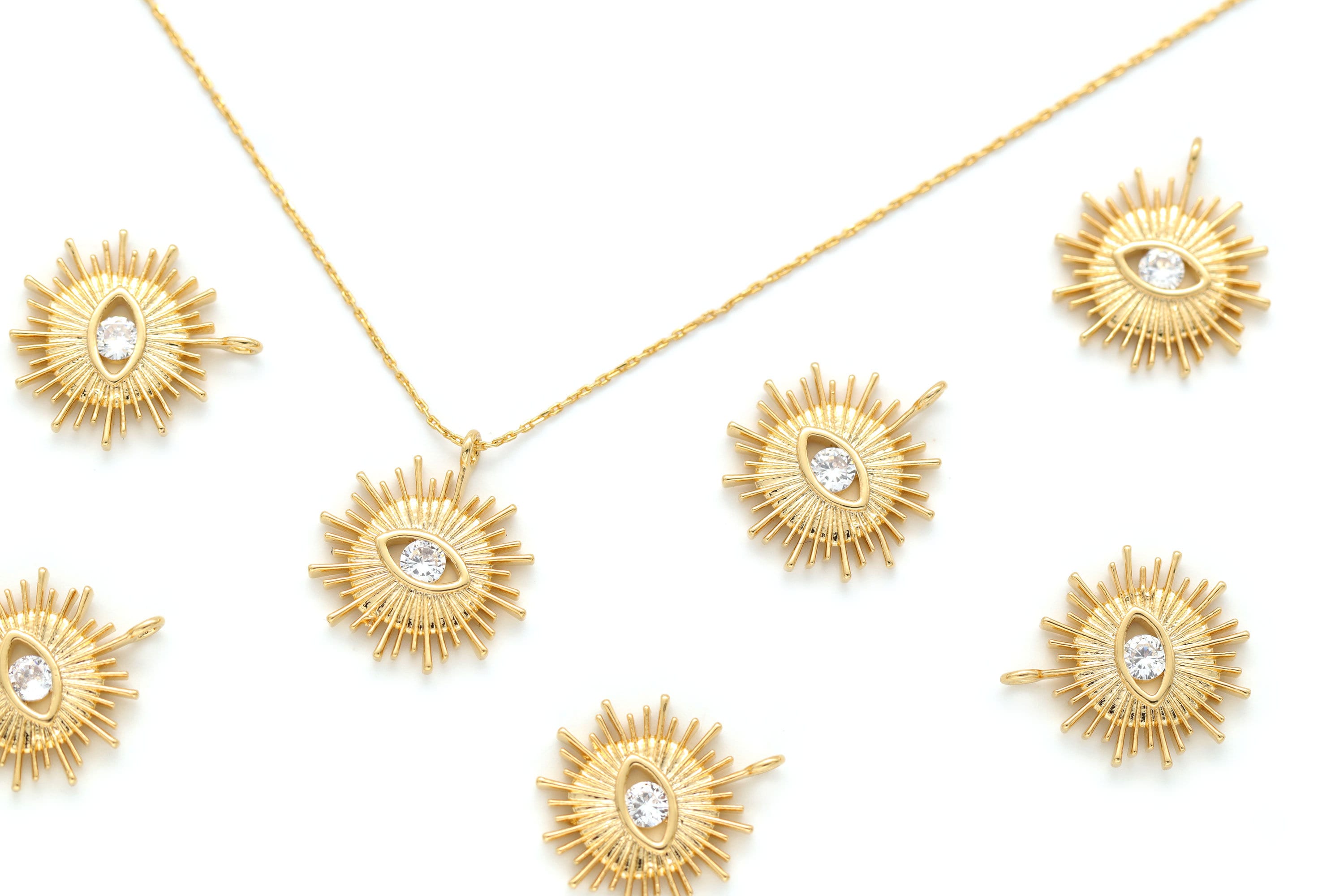 Evil Eye Sun Rise Pendant, P7-R9, 1 Piece, 15mm, 1.3mm Loop, Nickel ...