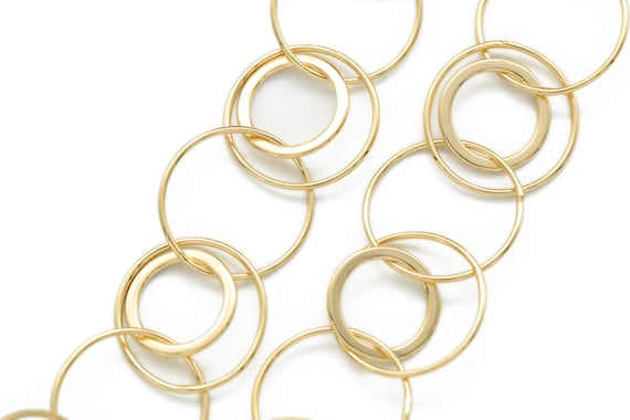 Circle Linked Chain CJ45-10 1m 16K Gold Plated Copper | Etsy