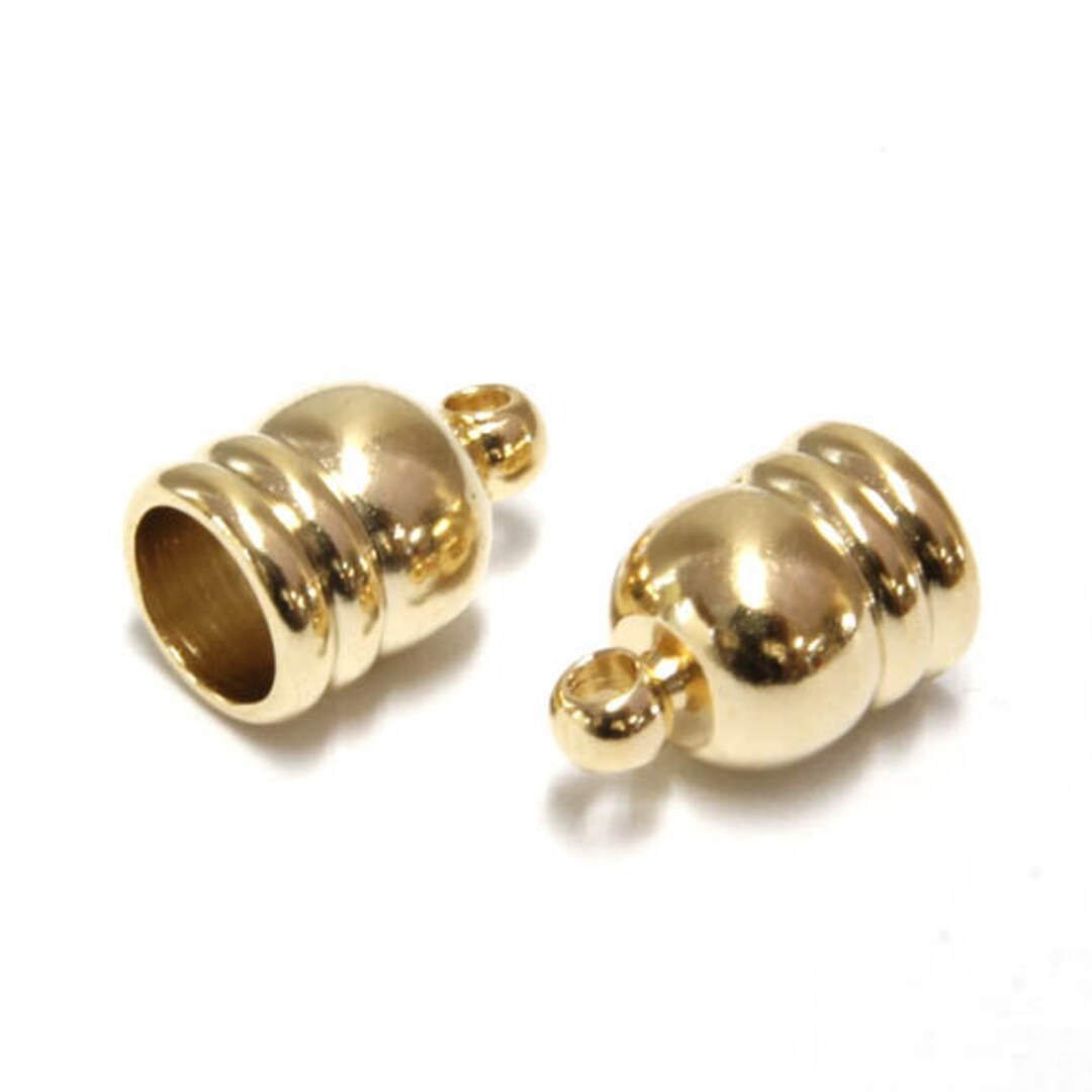 End Cap, 11x6.9mm, Inner 5mm, 16K Shiny Gold Plated Brass, Jewelry ...