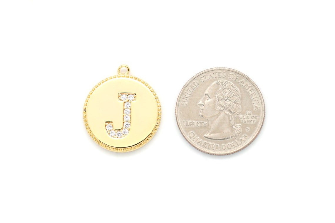 Coin Pendant Cubic Letter large Alphabet J AJ-G16 1 - Etsy