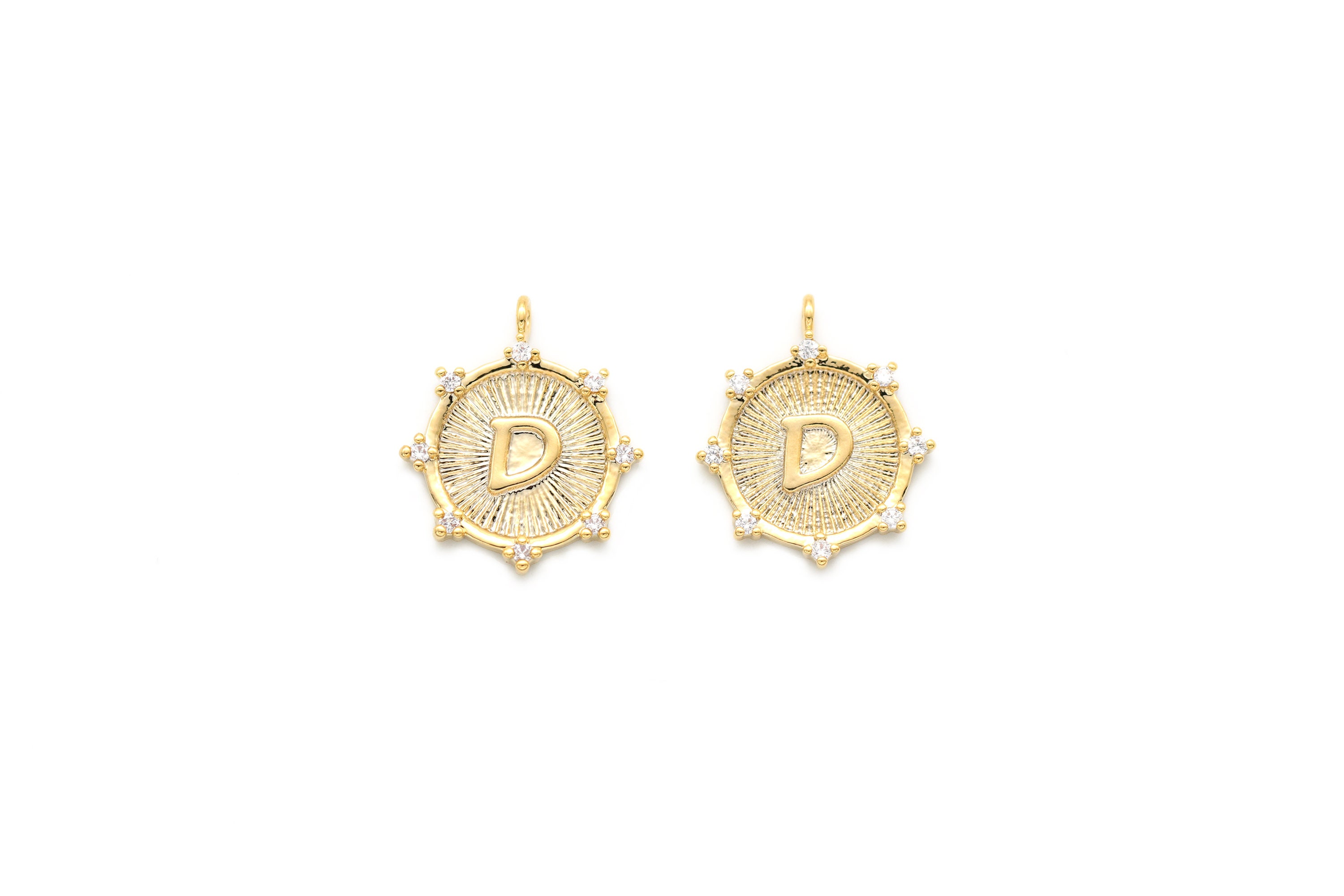 Round Cubic Letter Pendant, Alphabet D, AD-G18, 1 Piece, 19x16mm, 1.3mm ...