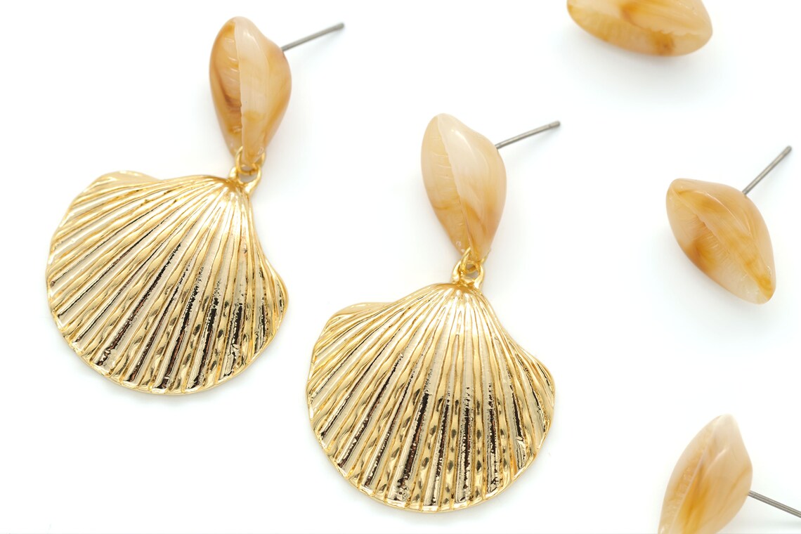 Cowrie Shell Earring Made of Acetate ONLY, O3-R4, 2 Pcs, 19x13x8mm ...