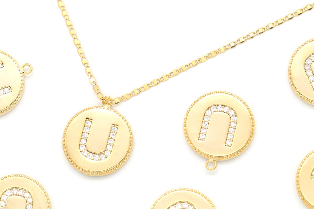 Coin Pendant Cubic Letter (large), Alphabet U, AU-G16, 1 Piece, 21x2mm ...