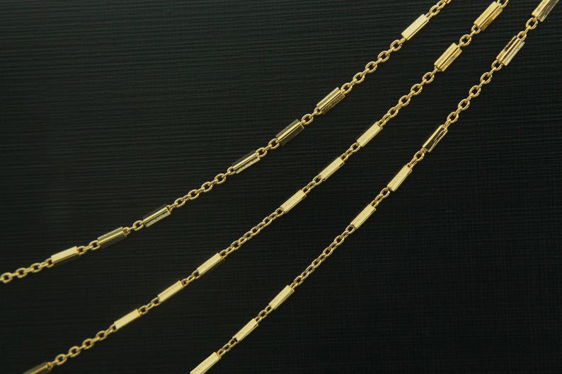 Rectangle Beads Chain CJ35-02 1 meter Nickel Free 16K Gold | Etsy