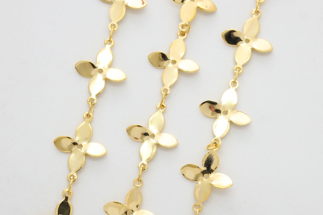 Clover Handmade Chain, CJ35-07, Nickel Free, 1 Meter, 16K Gold Plated ...