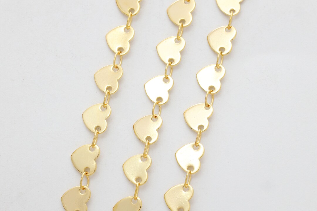 Flat Heart Chain, Nickel Free, CJ31-09, 1 Meter, 6mm Flat Heart, 3mm ...