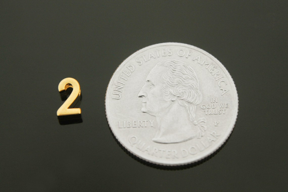 Tiny Numeric Pendant, Nickel Free, NU-G2, 2 Pcs, 6.5x4.4x2.6mm, Hole ...