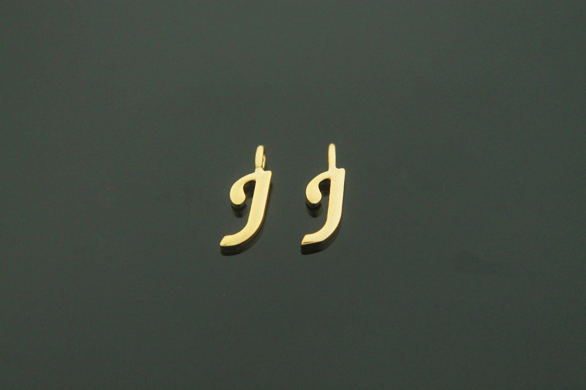 Alphabet J AJ-G7 2 Pcs 16K Gold Plated Brass Nickel Free | Etsy