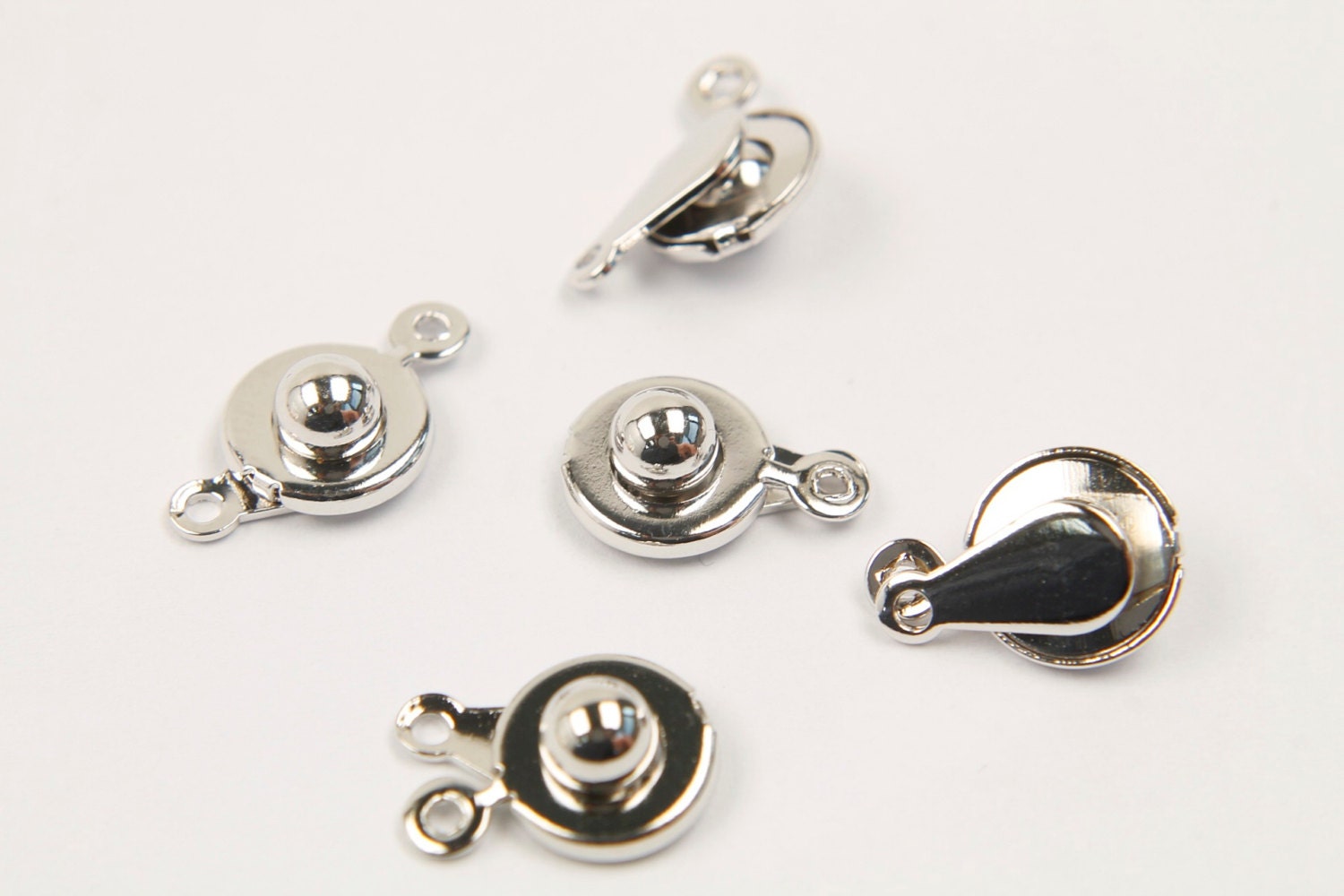 Snap Clasp, Nickel Free, T5-R2, 10 Sets, 9.4mm, Original Rhodium Plated ...