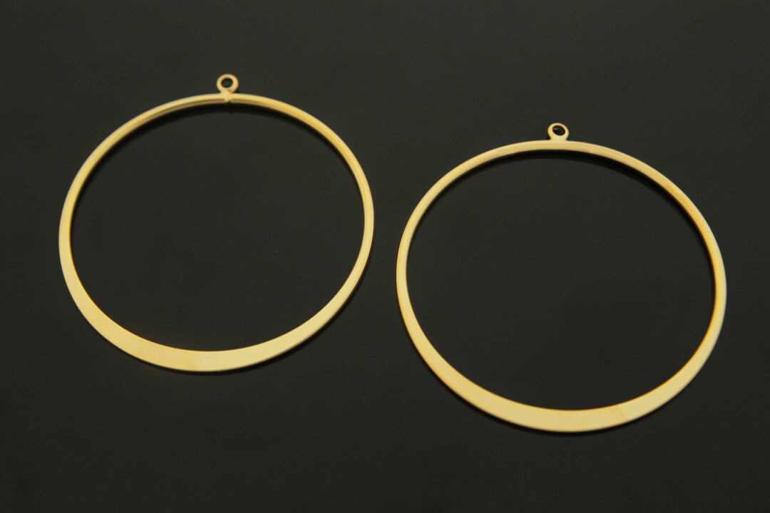 Round & Flat Big Ring Charm W/ Link, T65-G2, 2 Pcs, Outer 41mm, Link 1 ...