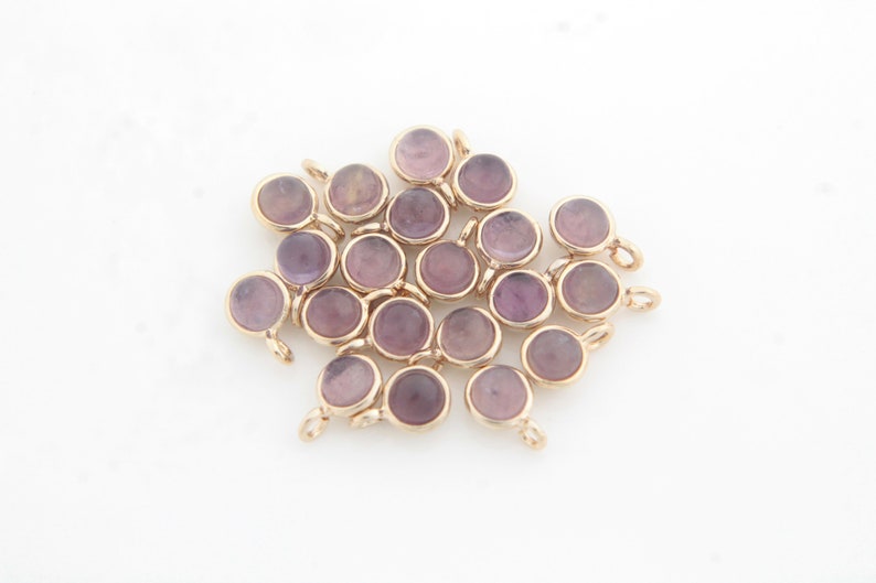 Round Gemstone Charm Amethyst N36-R6 2 pcs 4mm 1 open | Etsy
