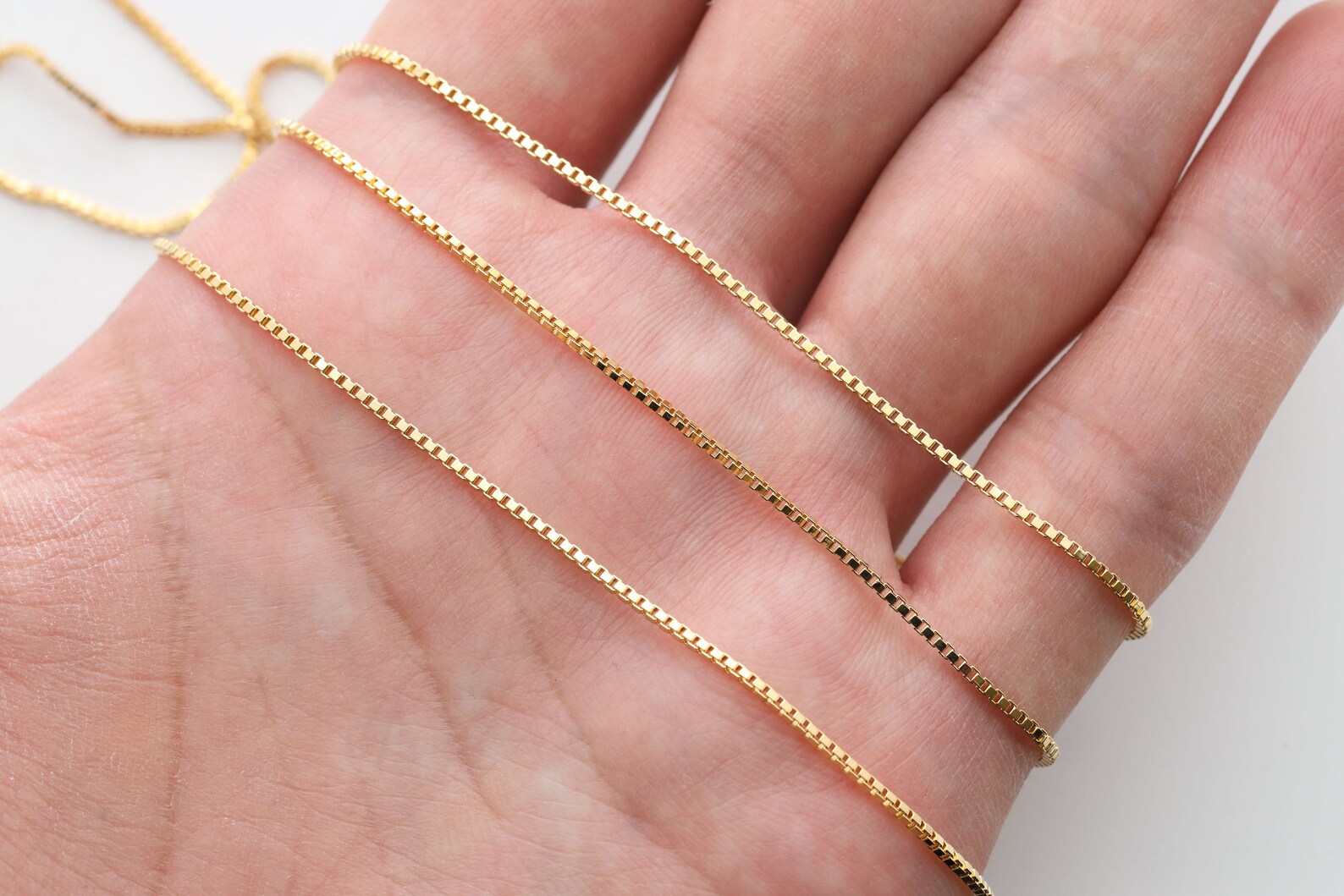 Box Chain[s], Box1.0dc, CJ25-01, 1m, 1x1mm, 16K Gold Plated Copper ...