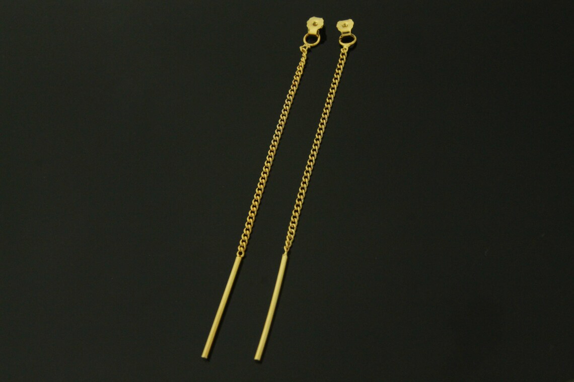 Back stopper w/ chain & stick S59-P2 2 pcs 16K gold plated | Etsy