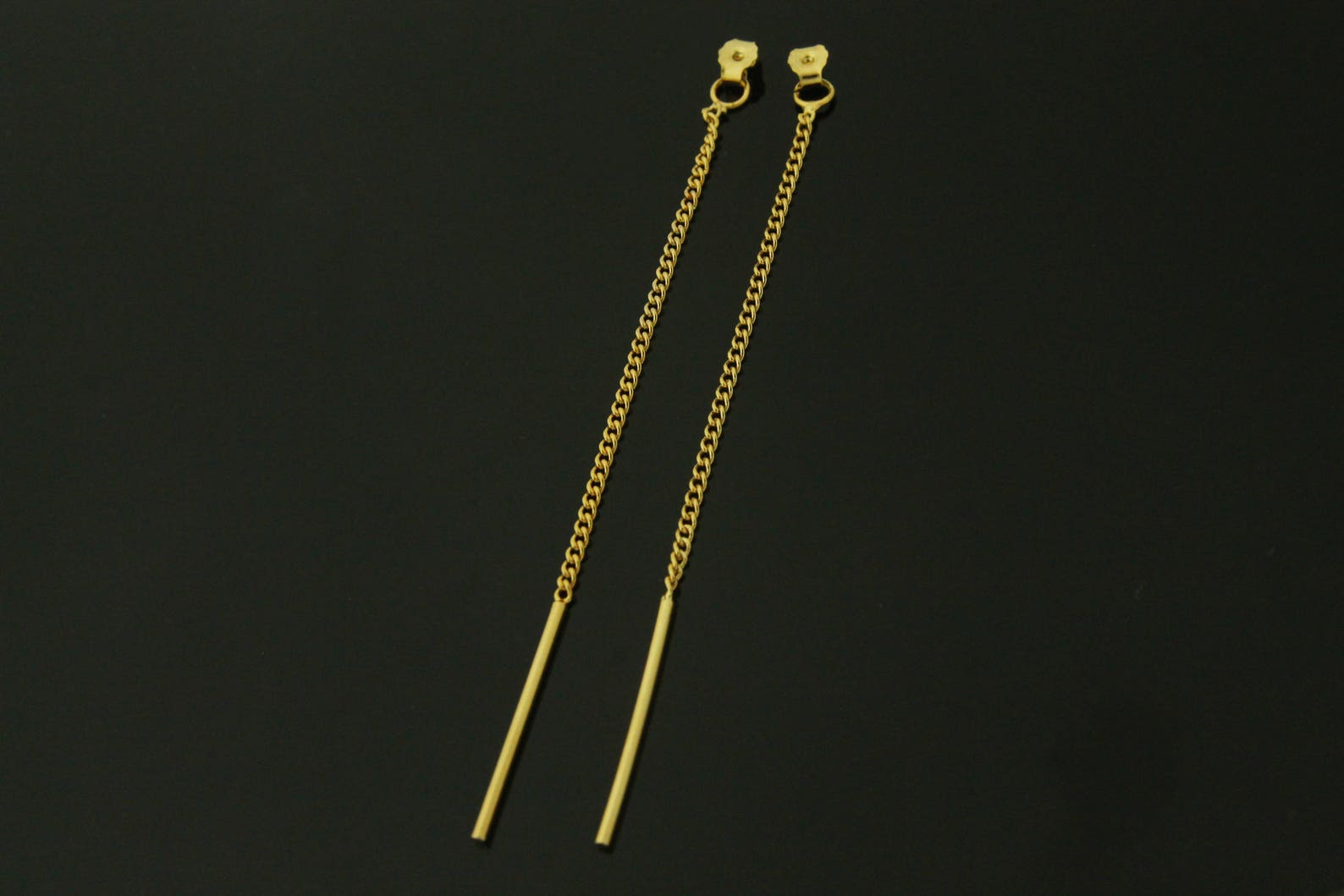 Back stopper w/ chain & stick S59-P2 2 pcs 16K gold plated | Etsy