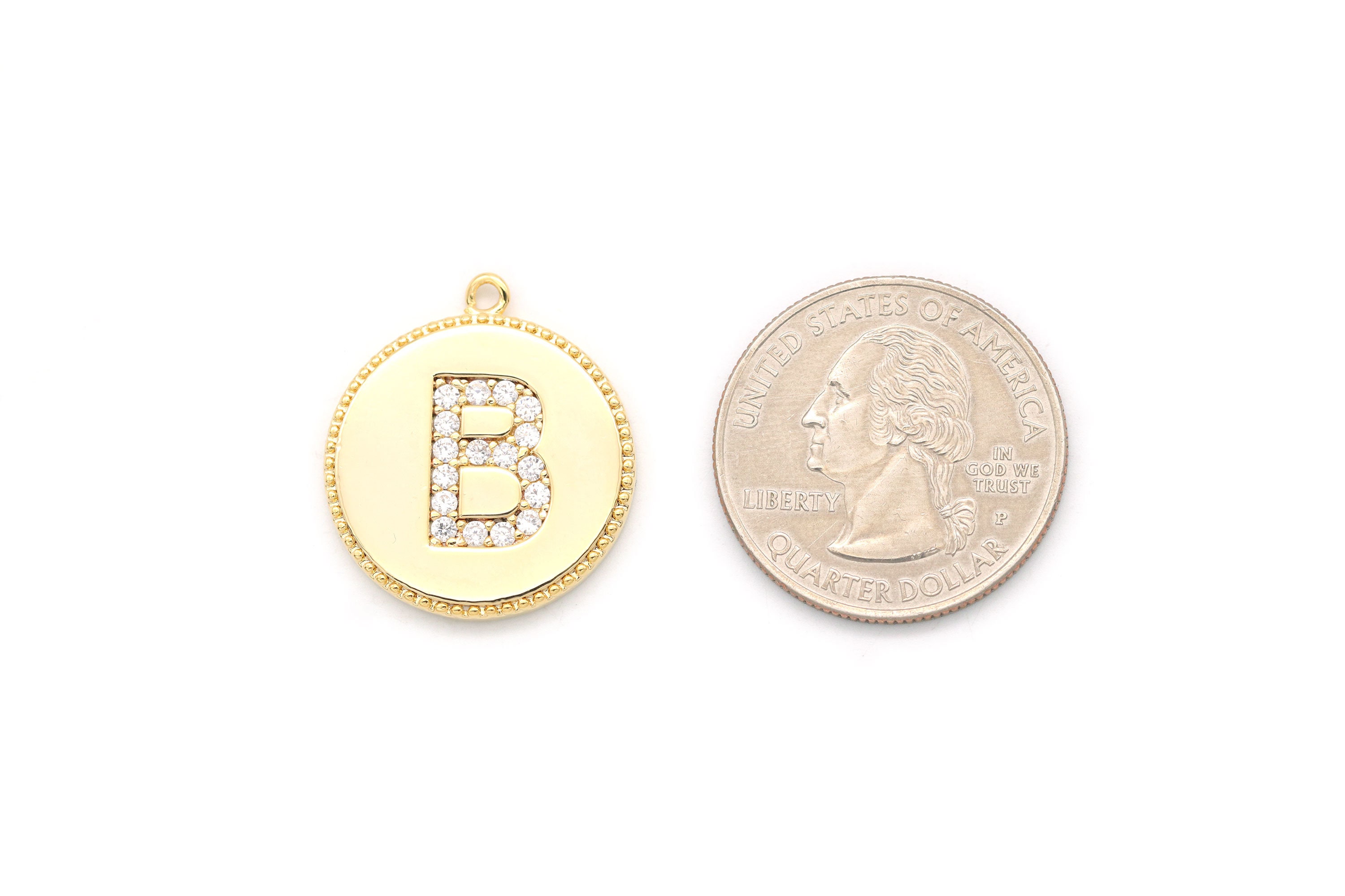 Coin Pendant Cubic Letter Large Alphabet B AB-G16 1 | Etsy
