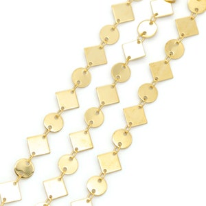 Coin & Rhombus Chain, Nickel Free, CJ34-02, 1 Meter, Handmade Star ...