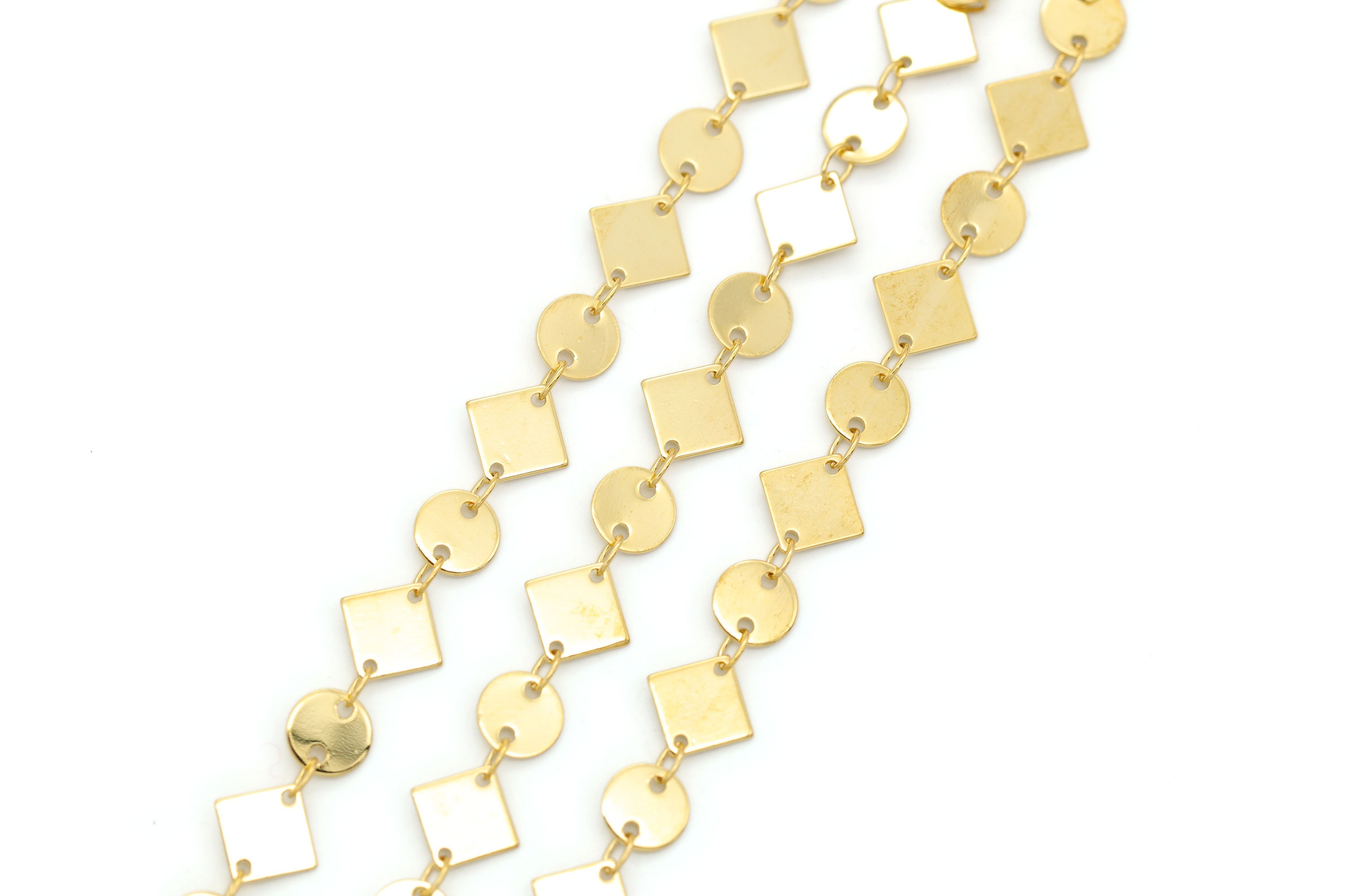 Coin & Rhombus chain Nickel free CJ34-02 1 meter Handmade | Etsy