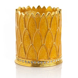 Yellow Candle Holder Decorated With Austrian Crystals Enamel Painted ...