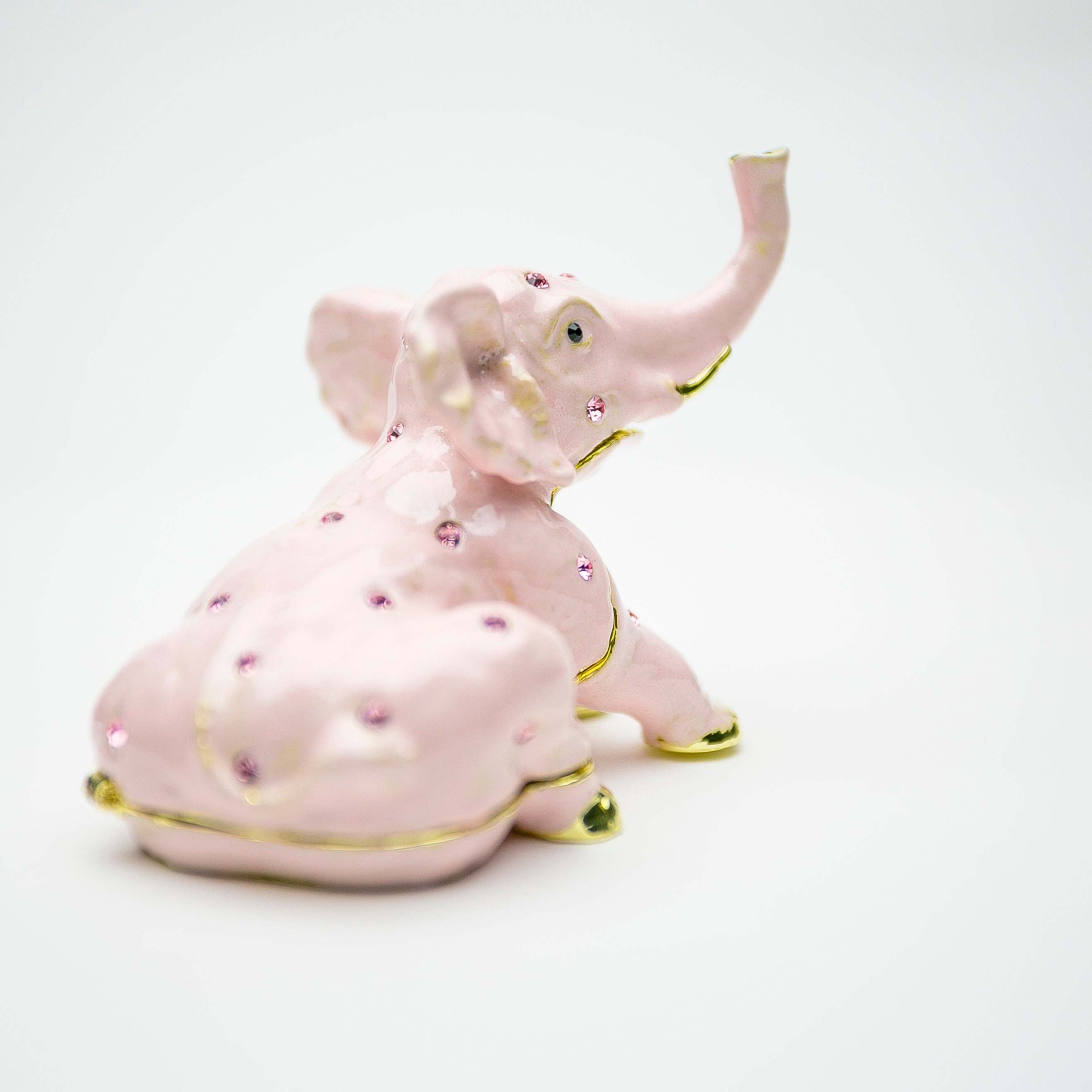 Pink elephant trinket box jewelry storage hand-painted animal | Etsy