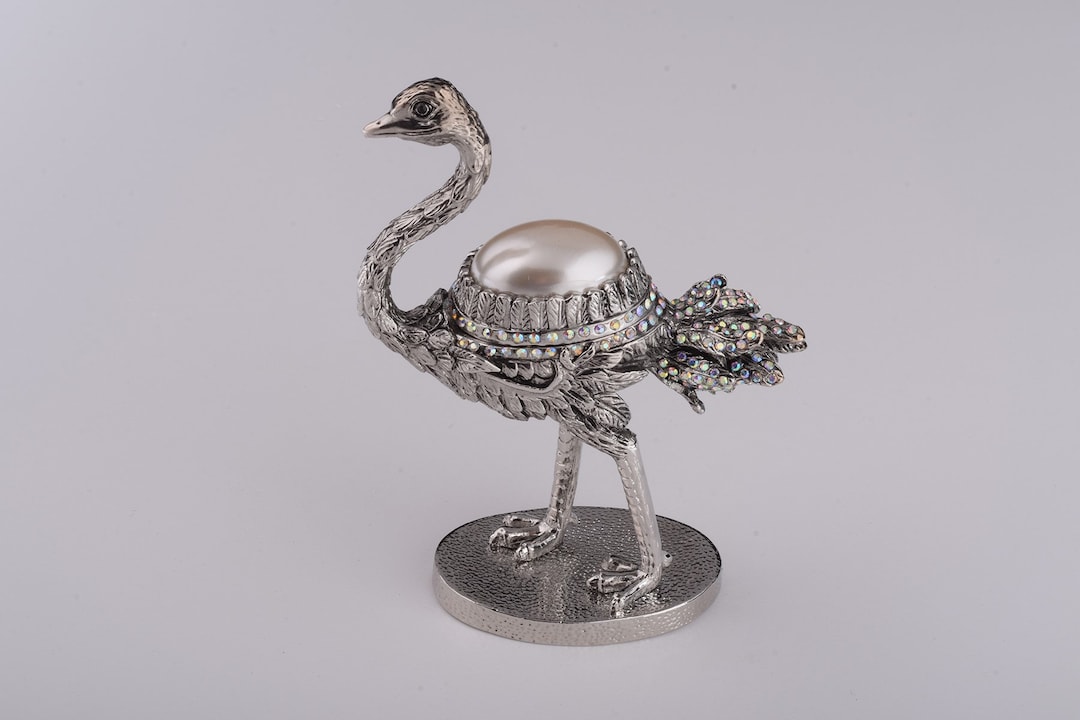 Ostrich Figurine Faberge Style Trinket Box Decorated With Swarovski ...