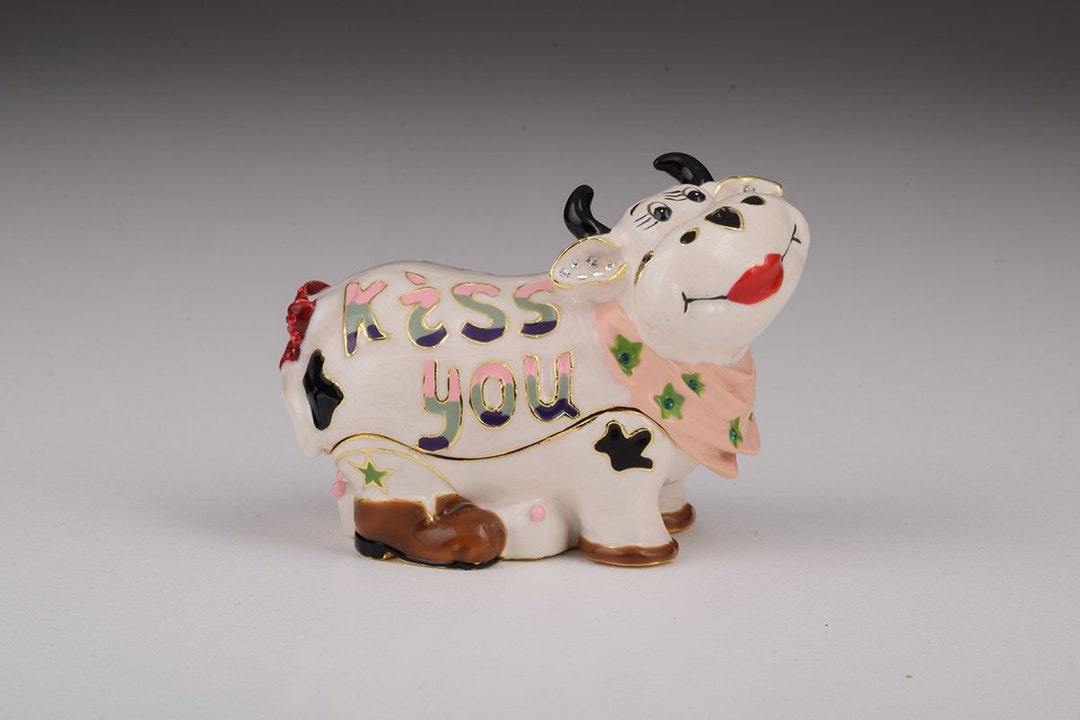 Love Cow Trinket Box Animal Figurine Decorated With Swarovski Crystals ...
