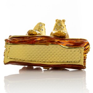 Snails Sitting on a Log Trinket Box Decorated With Crystals Jewelry ...