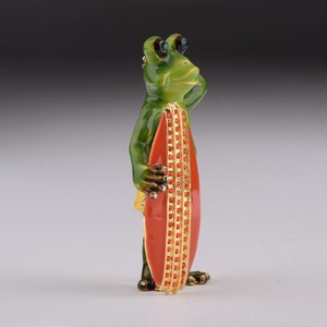 Frog Holding a Surfboard Figurine Faberge Style Trinket Box Handmade ...