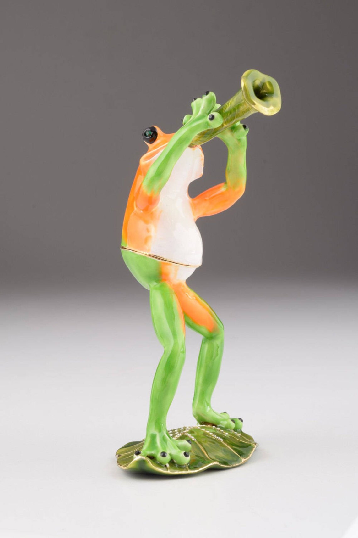 Trumpet Playing Frog Faberge Style Trinket Box Home Decor Collectors ...