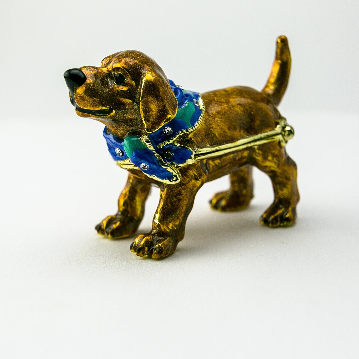 Brown Dog Trinket Box Jewelry Hand-painted Animal Figure House - Etsy
