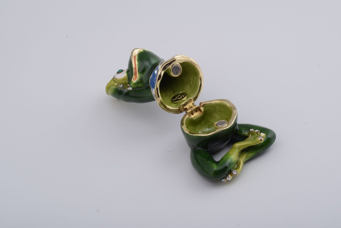 Gymnastic Frog with a Blue Shirt Faberge Styled Trinket Box | Etsy