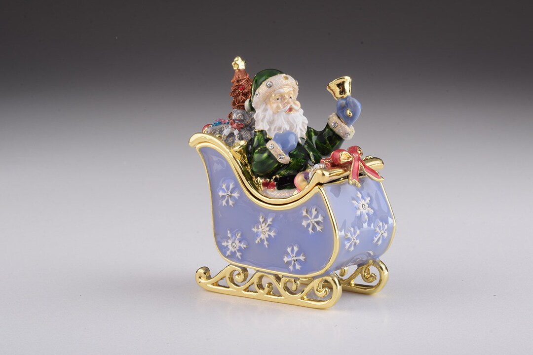 Christmas Santa Claus in Carriage Faberge Styled Trinket Box Handmade ...