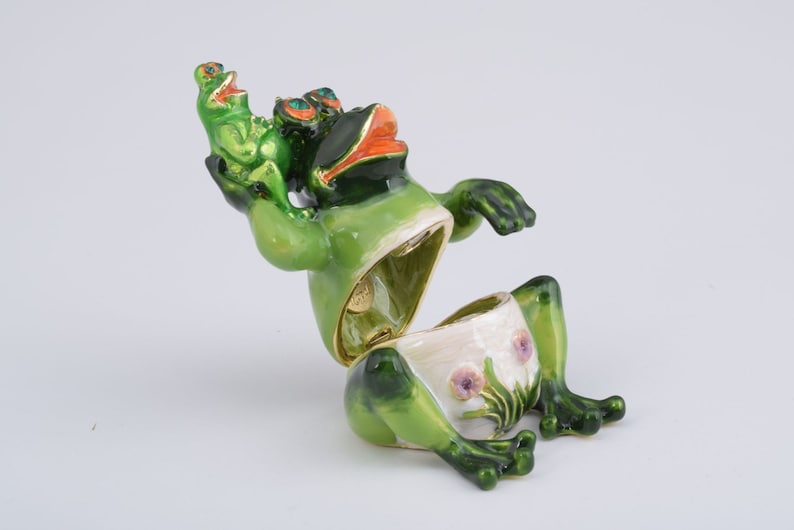 Mother Frog and Baby Frog Faberge Styled Trinket Box Handmade - Etsy