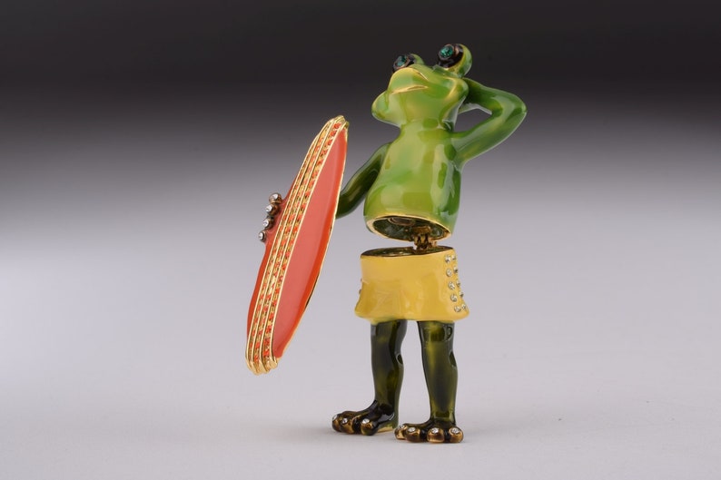 Frog Holding a Surfboard Figurine Faberge Style Trinket Box Handmade ...