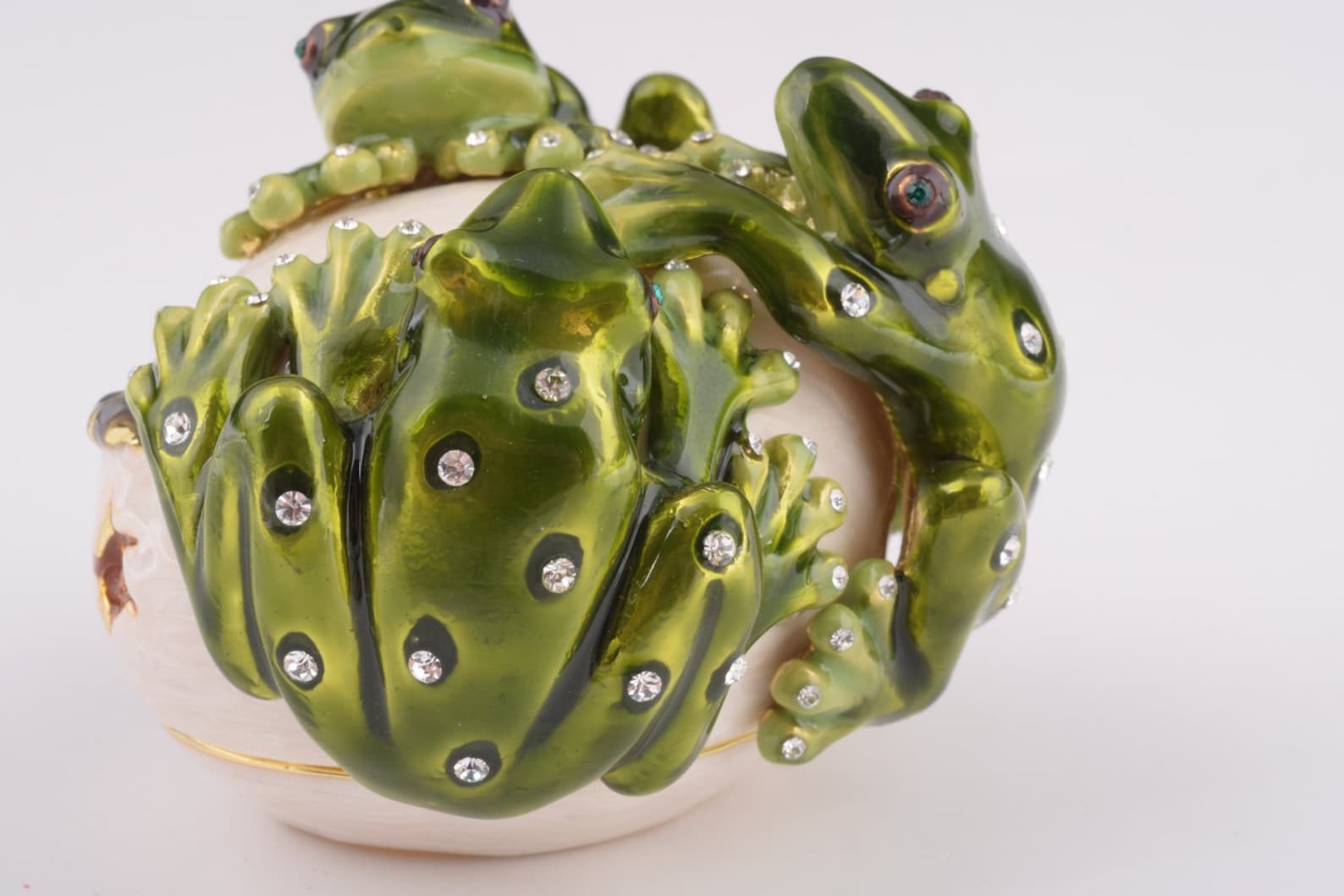 Frogs on Egg Figurine Faberge Style Trinket Box Decorated With - Etsy