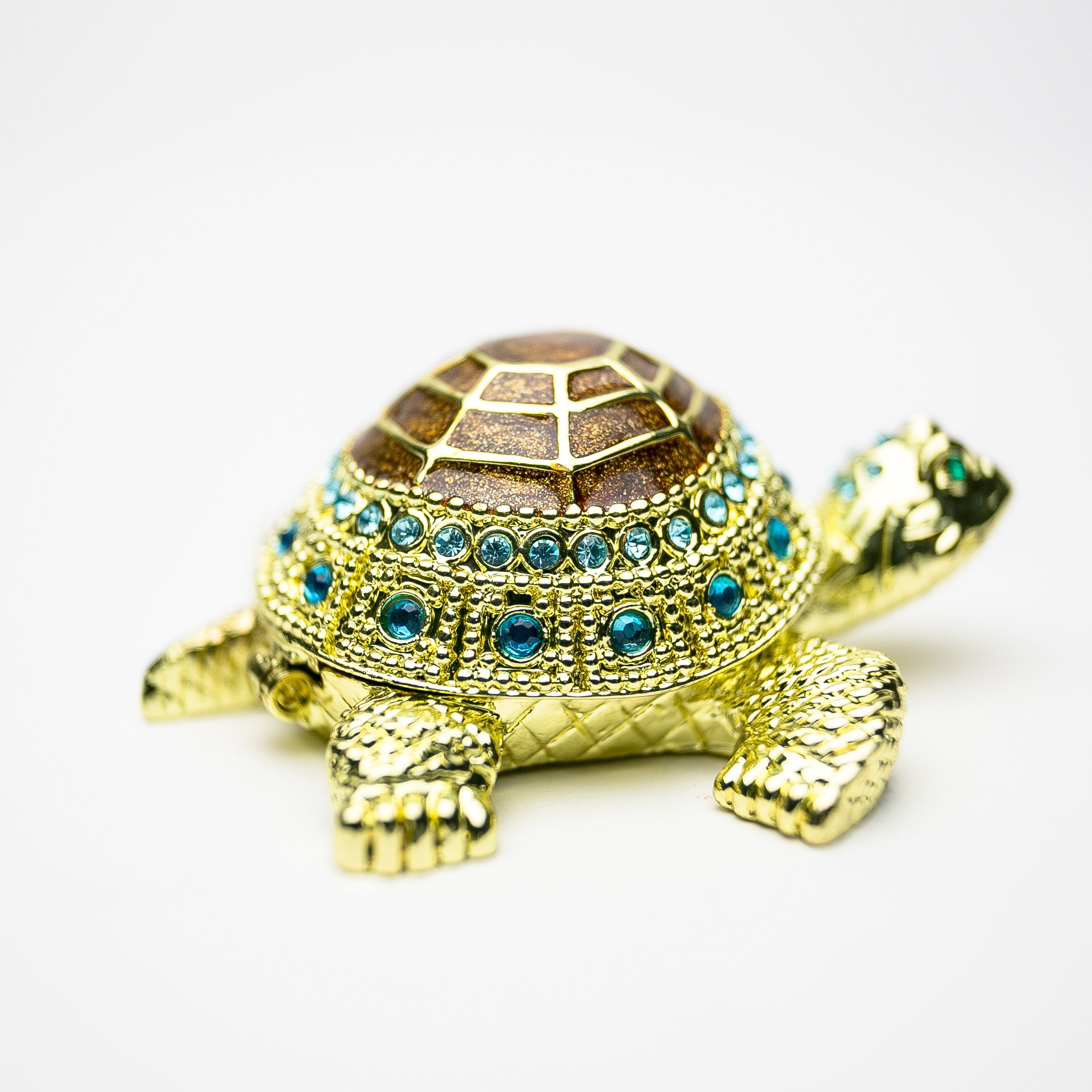 Golden Turtle Trinket Box Decorated With Crystals Jewelry | Etsy