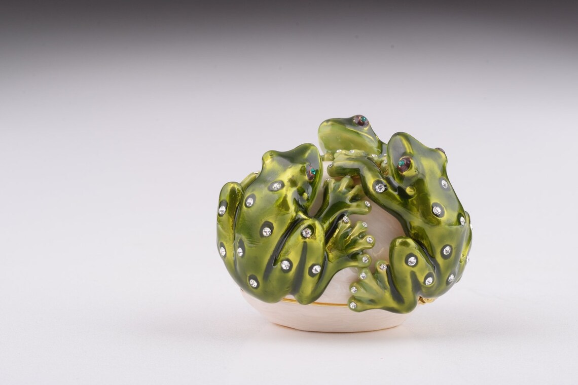Frogs on Egg Figurine Faberge Style Trinket Box Decorated With - Etsy