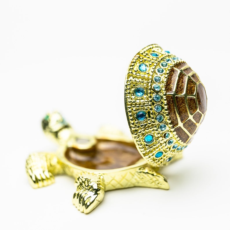 Golden Turtle Trinket Box Decorated With Crystals Jewelry | Etsy