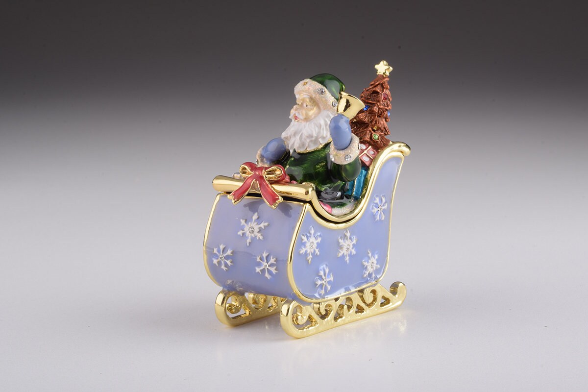 Christmas Santa Claus in Carriage Faberge Styled Trinket Box Handmade ...