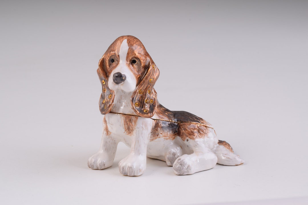 Handmade Enamel Dog Trinket Box: Swarovski Crystals, 24K Gold Plated - Etsy