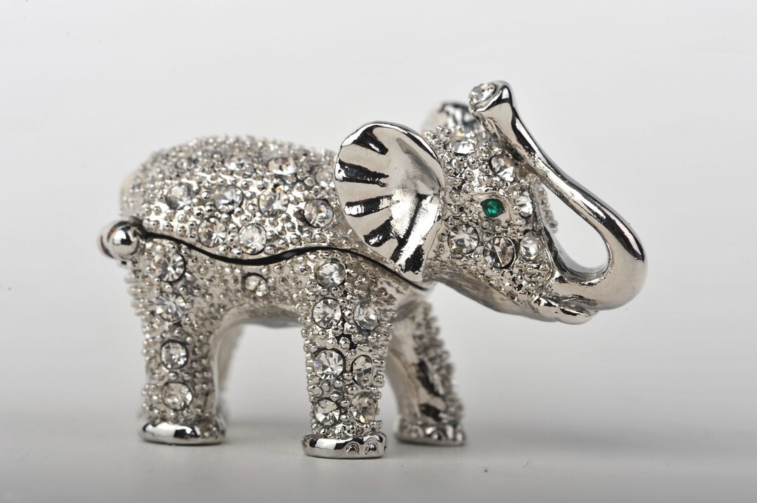 Silver Elephant Trinket Box Decorated With Swarovski Crystals - Etsy