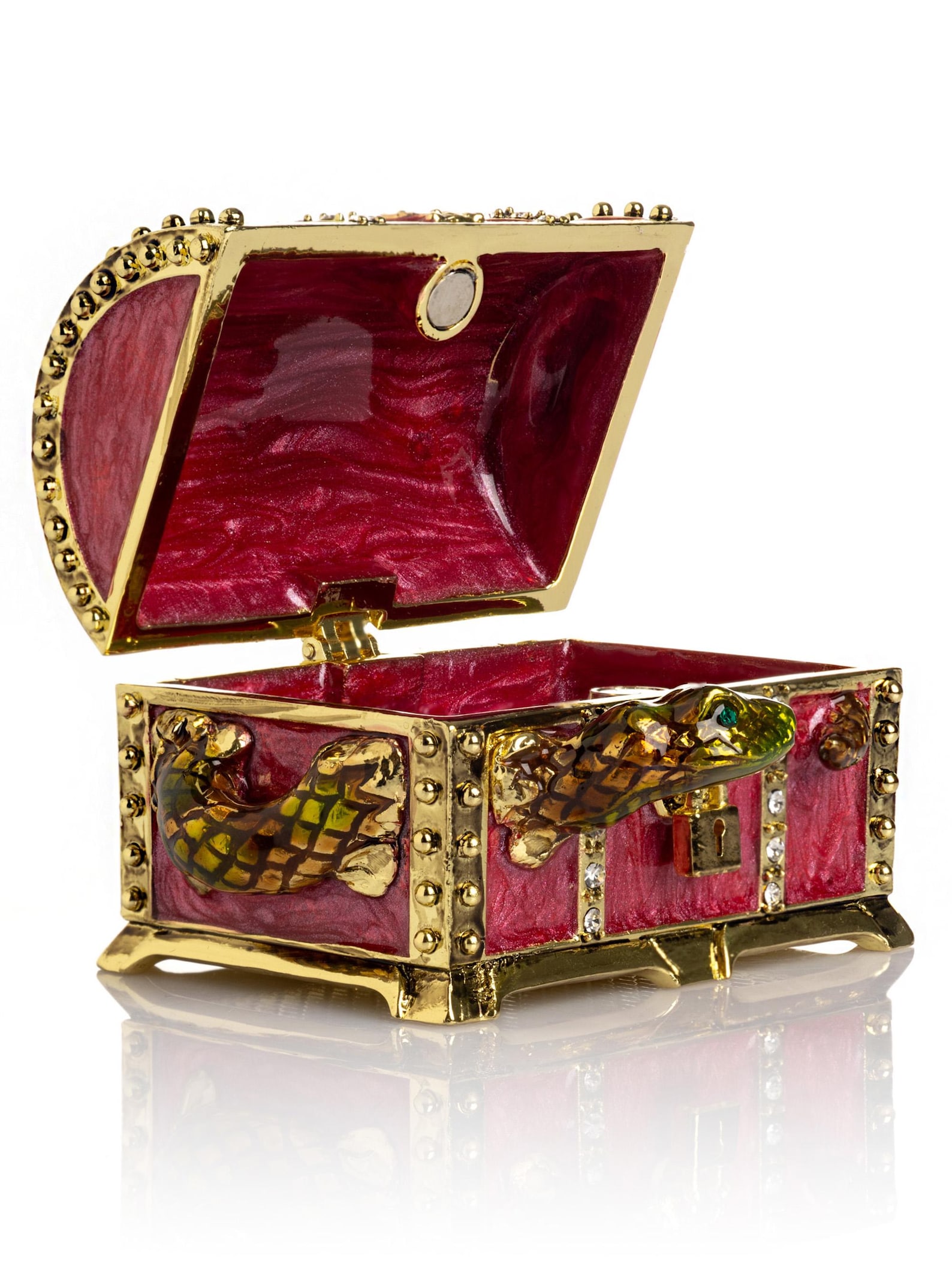 Red Treasure Chest: Snake Faberge Style Trinket Box With Swarovski ...