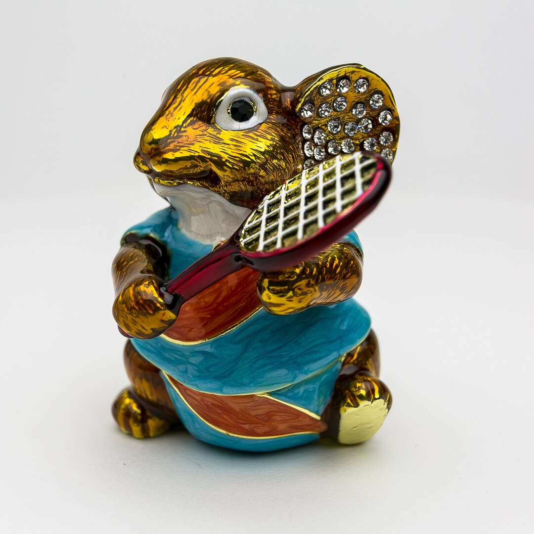 Mouse Playing Tennis Trinket Box Decorated With Crystals - Etsy